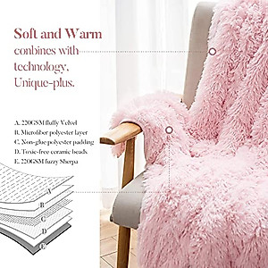 Coolplus Weighted Blankets for Adult 20lbs, Snug Plush Fleece and Cozy Sherpa Reverse Shaggy Soft Heavy Throw Blankets Full/Twin Size for Bed Deep Sleeping, 60x80Inches Pink