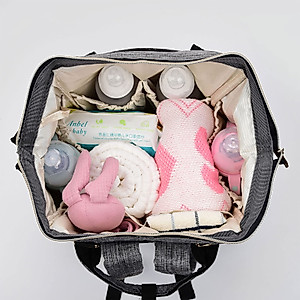 RAMHORN Diaper Bag Backpack Multifunctional Travel Back Pack Maternity Baby Changing Bags Waterproof Large Capacity For Baby Care Gray