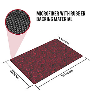 Shape28 Floor Mat Ultra-Thin Kitchen Bathroom Rug with Non Slip Rubber Backing 35”x23” Red Design 1S