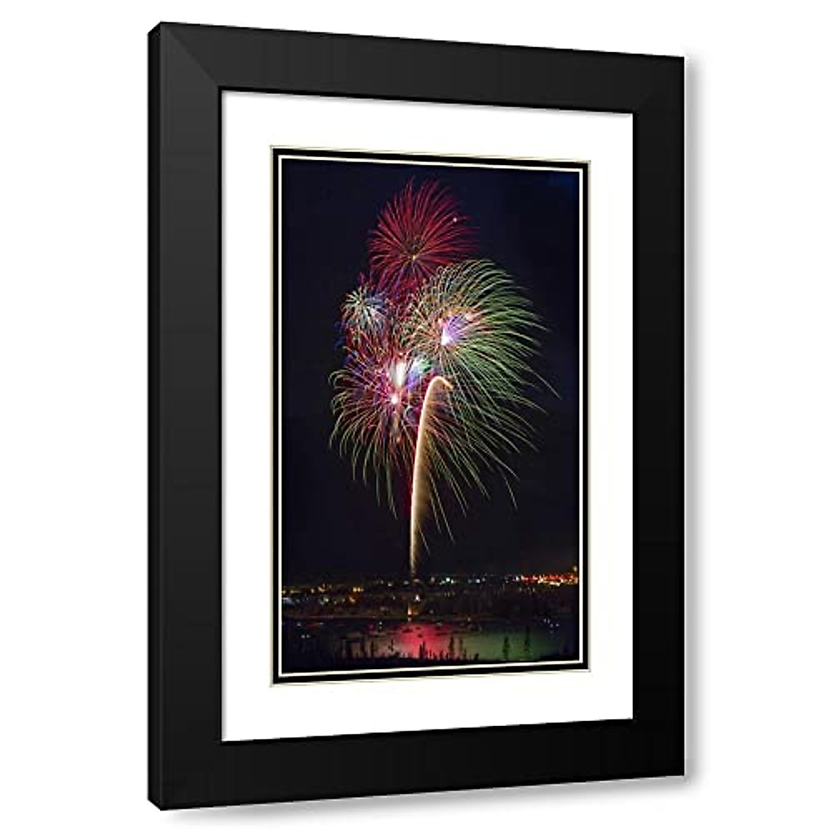 ArtDirect Colorado, Frisco Fireworks Display on July 4th IV 13x18 Black Modern Wood Framed with Double Matting Museum Art Print by Lord, Fred