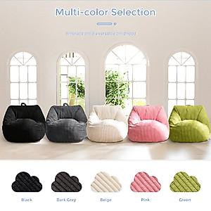 MAXYOYO Kids Bean Bag Chair, Bean Bag Couch with Handle, Comfy Toddler Chair for Boys and Girls, Accent Sofa Chair with Pocket for Gaming Reading Relaxing, Pink