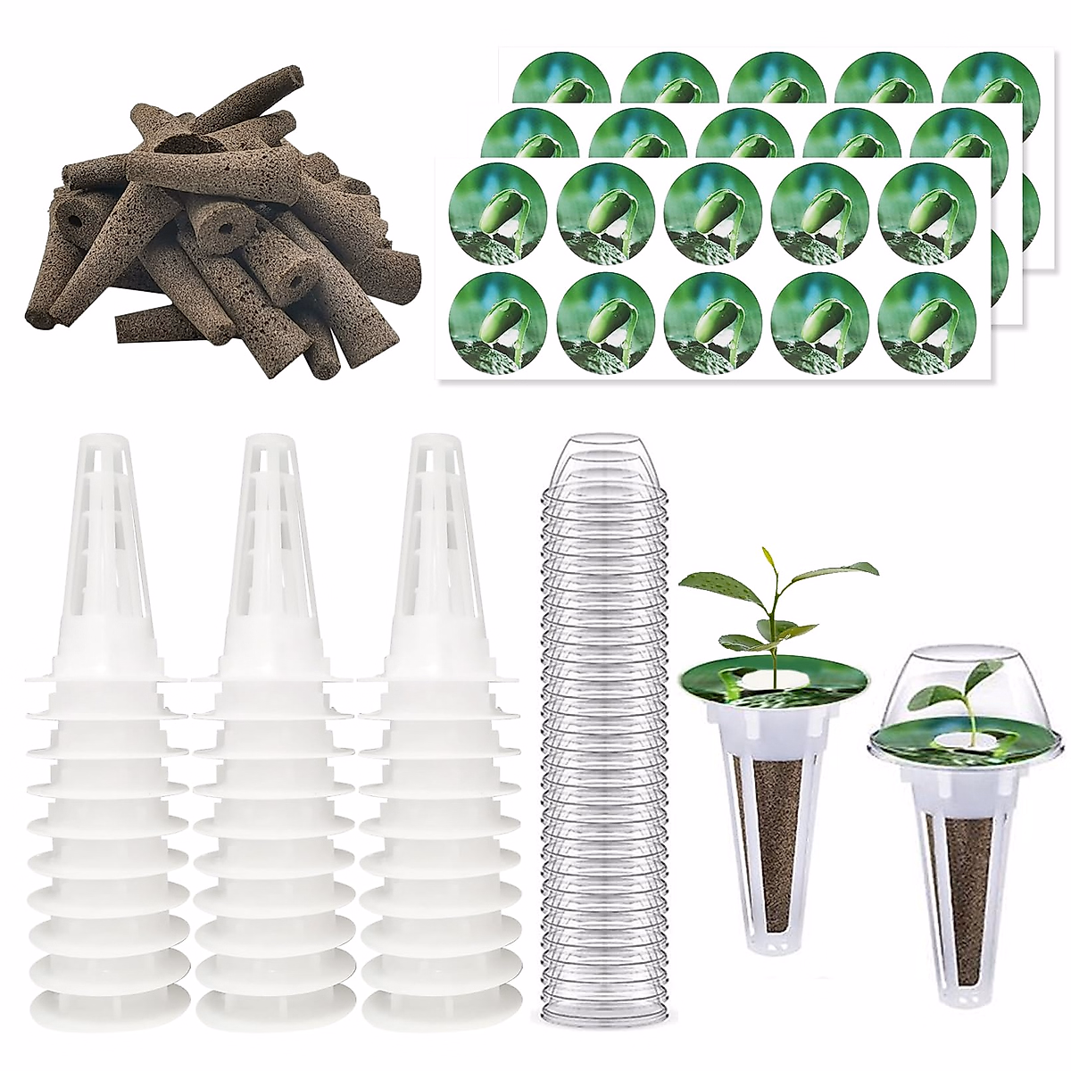 120pcs Seed Pod Kit for Aerogarden Hydroponics Garden Accessories for Starting System Grow Anything Kit with 30 Grow Sponges, 30 Grow Baskets, 30 Grow Domes，30 Pod Labels Compatible