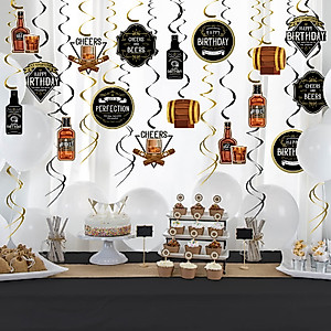 Whiskey Birthday Party Decorations for Men Aged to Perfection Hanging Swirls Whiskey Hanging Swirls for 30th 40th 50th 60th 70th 80th Birthday Decorations