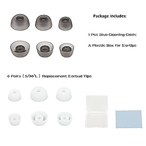 Earbud Replacement Tips Compatible with Jabra Elite 75t Headphone，6 Pairs Earbud Silicone Tips Compatible with Soundcore Liberty、Truengine Se、Echo Buds Ect.