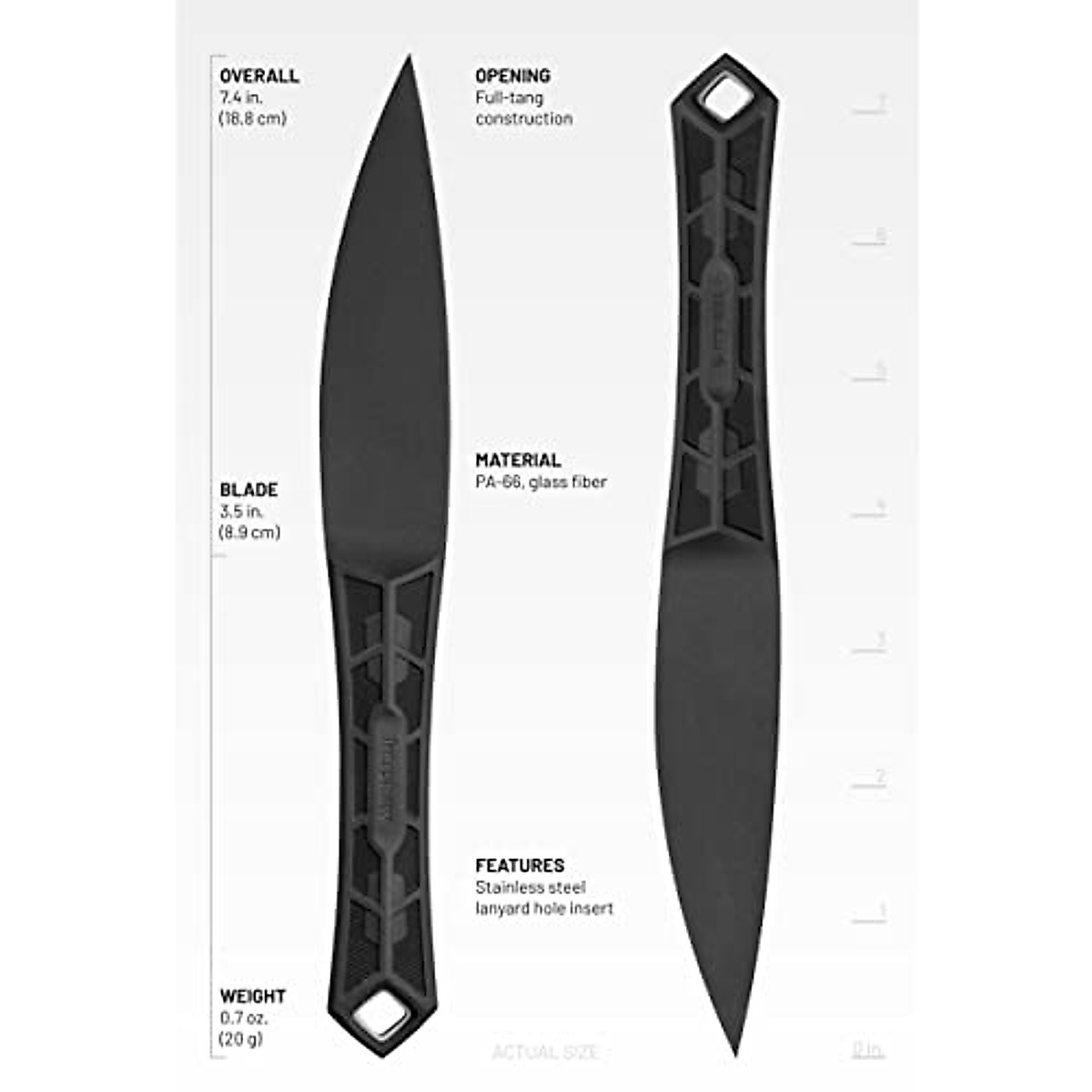 Kershaw Interval Fixed Blade Knife, 3.5 inch Blade Made with PA-66 Nylon, Blunt Edge with Sharp Point, Project Atom, Black