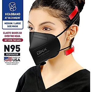 AccuMed BNX N95 Mask Black MADE IN USA Particulate Respirator Protective Face Mask (10-Pack, Approval Number TC-84A-9315 / Model H95B)
