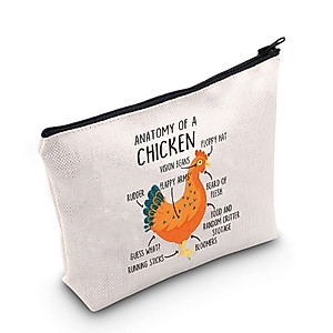 POFULL Chicken Lovers Gift Country Farm Women Girl Anatomy of a Chicken Cosmetic Bag Poultry Lover Gift (Anatomy of a Chicken bag)