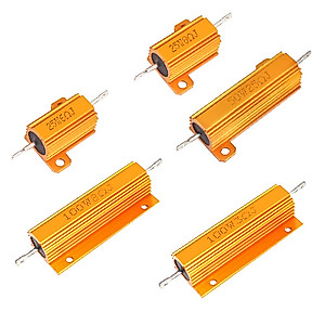 WOWOONE Set of 10 Power Resistor, Aluminum Shell Resistors, 25W 6 Ohm/8 Ohm, 50W 25 Ohm, 100W 8 Ohm/3 Ohm Watt Shell Power Aluminum Housed Case Wirewound Resistor for Nest Hello Doorbell