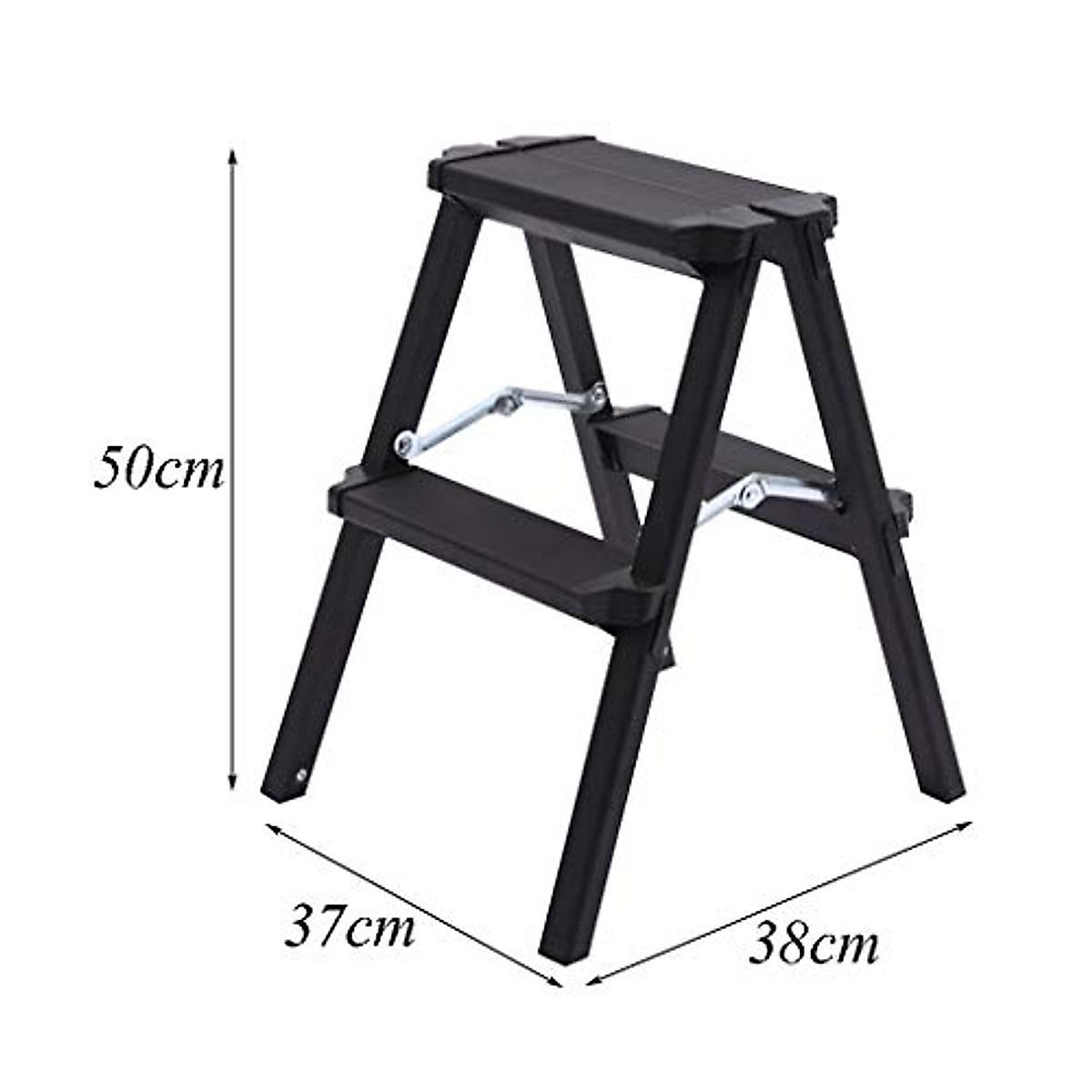 PENGJIE Folding Ladder Step Stool Ladder Stool 2 Step Folding Aluminum Heavy Duty Steel Portable Anti Slip Mat Tread Compact 150 Kg Capacity