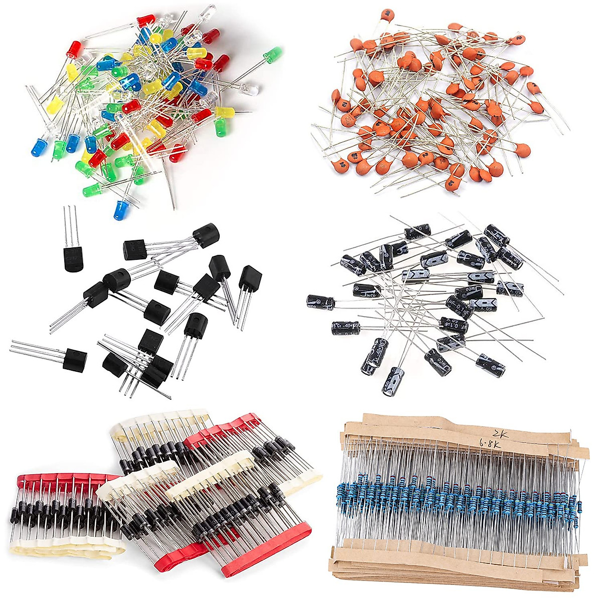 YUEONEWIN 1400Pcs Basic Electronics Component Assortment Kit, Electrolytic Capacitor, Ceramic Capacitor, LED Diode, Common Diode, Resistor, Transistor Component for Arduino, Electronic DIY Project