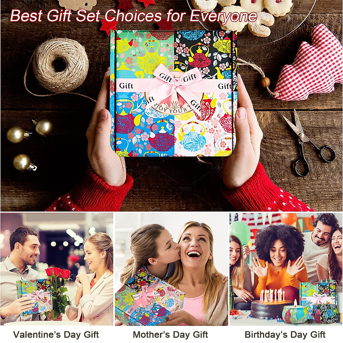 AKJGP Scented Candles Sets for Women,Aromatherapy Candle for Home Scented,4 Pack 4.4 oz Soy Wax Lavender Candles Stress Relief Gifts for Brithday Mother’ Day Coworker