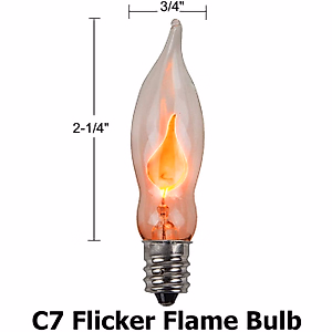 Romasaty Flicker Flame Light Bulb, Flame Shaped Bulb Dances with a Flickering Orange Glow, E12 Flame Candelabra Light Bulbs, 12 Pack