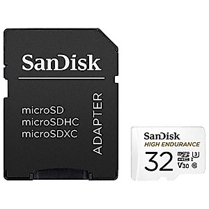 SanDisk 32GB High Endurance Video MicroSDHC Card with Adapter for Dash Cam and Home Monitoring Systems - C10, U3, V30, 4K UHD, Micro SD Card - SDSQQNR-032G-GN6IA