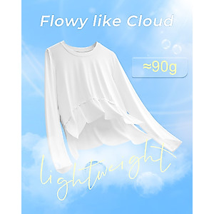 G4Free Women's Long Sleeve Workout Shirts UPF 50+ Sun Protection Crop Tops Lightweight Quick Dry Rash Guard Shirt (White,L)