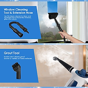 Handheld Pressurized Steam Cleaner, All Natural Household Steam Cleaning with 9-Piece Accessory Set, Multi-Purpose and Multi-Surface Steam Cleaner for Kitchen, Bathroom, Windows, Car Seat, Floor More
