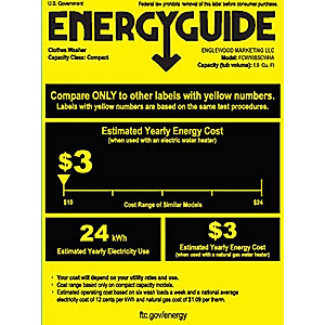 Farberware Professional FCW10BSCWHA 1.0 Cu. Ft. Portable Clothes Washer with 7-lb Load Capacity, Silver & Chrome
