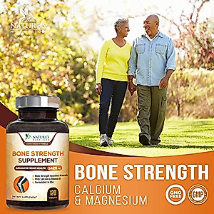 Bone Supplement with 1000 mg Calcium, Magnesium, Boron, Zinc, Vitamin D3 and K - Dietary Supplements for Bone Strength with Calcium Citrate and MCHA - Non-GMO, Gluten and Soy Free - 120 Capsules