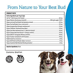 Daily Dawg Mushroom Extract Powder Support - (2.65 oz) Bulk Mushroom Powder Supplement & Dog Vitamins with Real Mushrooms Lion's Mane, Cordyceps Mushroom, Turkey Tail, Reishi & Shiitake
