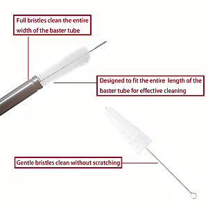 Home Servz 18/8 Stainless Steel Turkey Baster Syringe - Injector Needle With Cleaning Brush - Food Grade Silicone Bulb & Heavy Duty 12 Inch Stainless Steel Handle Silicone BBQ Basting Brush