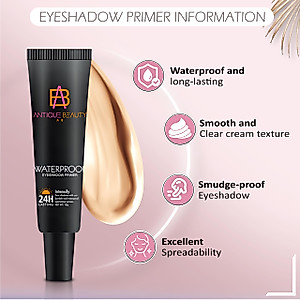 Antique Beauty Eyeshadow Primer, 24- Hour Long Lasting, Smudge Proof, Waterproof, Eye Base Make Up, Suitable For All Skin Tones / 1 Count, 15 g /