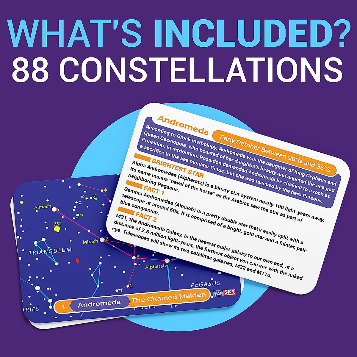 Briston 88 Constellation Astronomy Flash Cards: STEM Comprehensive Study - Celestial & Star Diagrams - Universe Exploration for Students, Teachers, Hobbyists, Grade School & Homeschool Learning