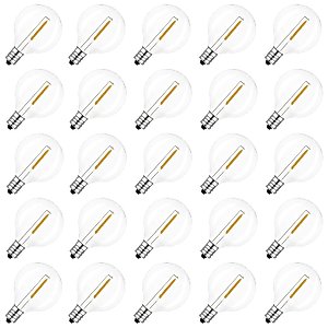 Pallerina LED Replacement Light Bulbs, Shatterproof Dimmable Globe Bulbs for Indoor Outdoor Patio Decor,0.6W Per Bulb,Warm White (G40 Clear Light Bulbs, 25 Pack)