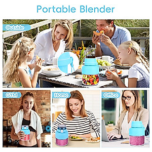 Personal Portable Blender, Blender for Shakes and Smoothies with 20oz Cup, Lid and Shoulder Strap, Type-C USB Rechargeable, Dishwasher Safe Parts, Light Blue Juice for Gym Travel
