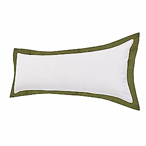 LR Home Flora Empire Bordered Lumbar Throw Pillow, 14" x 36", White/Calla Green/Moss Green