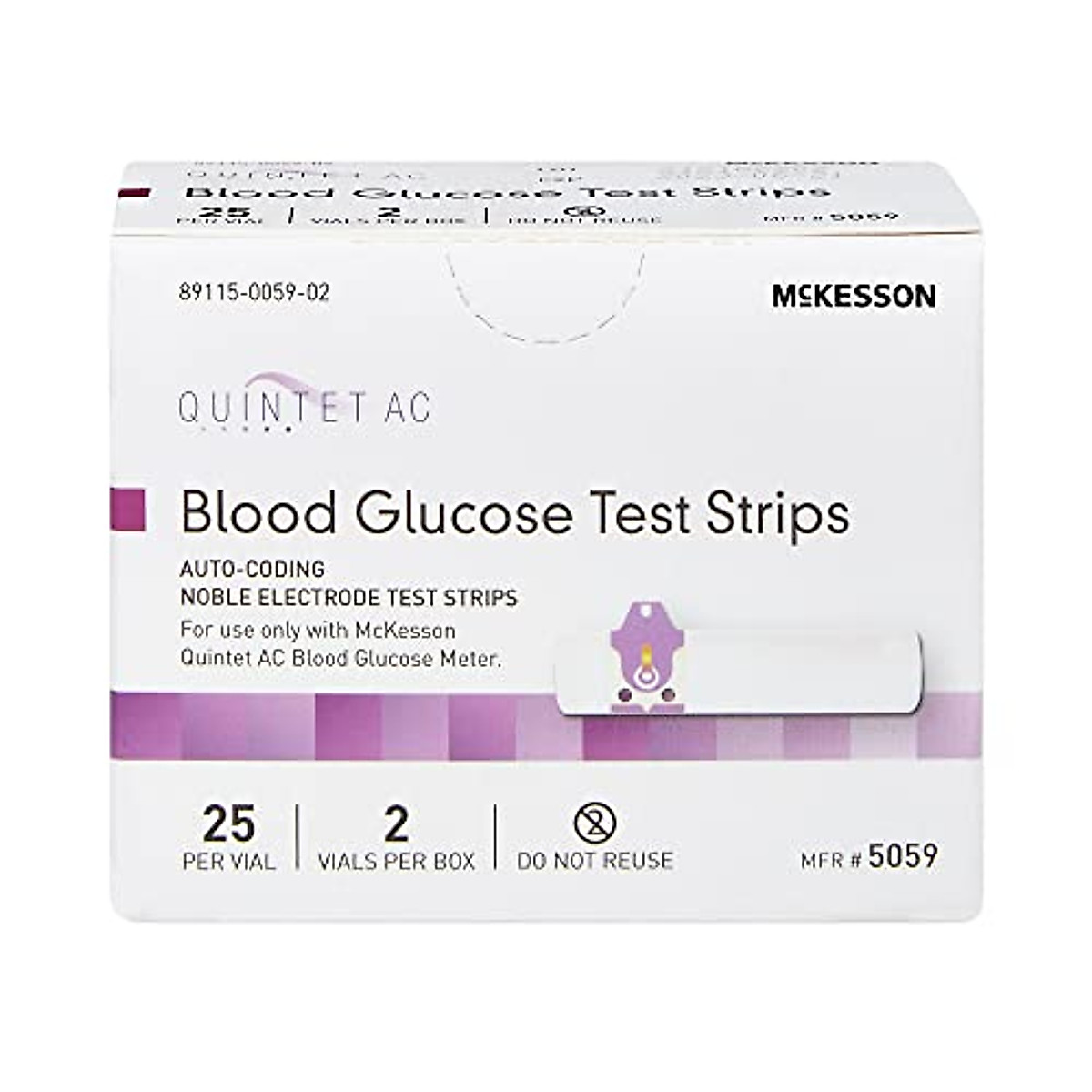 McKesson QUINTET AC Blood Glucose Test Strips - Auto Coding, Noble Electrode Strips, for Self-Testing and Point-of-Care Testing of Whole Blood Glucose, 100 Strips, 2 Packs, 100 Total