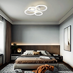 ZUYURT Modern LED Ceiling Light, White Flush Mount Ceiling Light, 4 Rings Close to Ceiling Lamp Lighting Fixture for Kitchen, Living Room, Bedroom, Laundry Room, 4000K