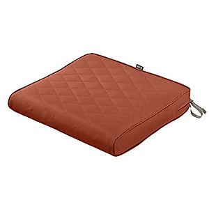 Classic Accessories Montlake FadeSafe Water-Resistant 21 x 19 x 3 Inch Rectangle Outdoor Quilted Seat Cushion, Patio Furniture Chair Cushion, Spice