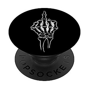 Funny Offensive Skeleton Middle Finger Distressed PopSockets Swappable PopGrip