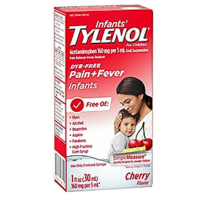 Infants' Tylenol Acetaminophen Medicine, Pain & Fever Relief, Dye-Free Cherry, 1 fl. oz