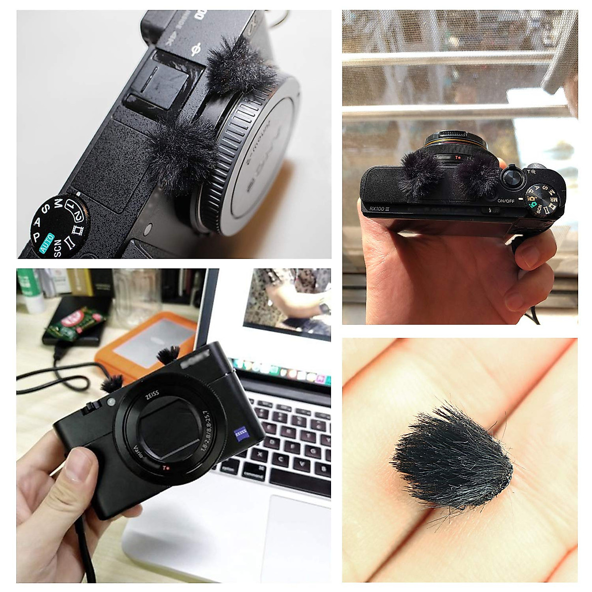 YOUSHARES Camera Mic Windscreen, 10 PCS Fur Wind Muff Wind Cover for Sony RX1 RX10 RX100 Digital Compact Cameras Built-in Microphone Outdoor Wind Filter