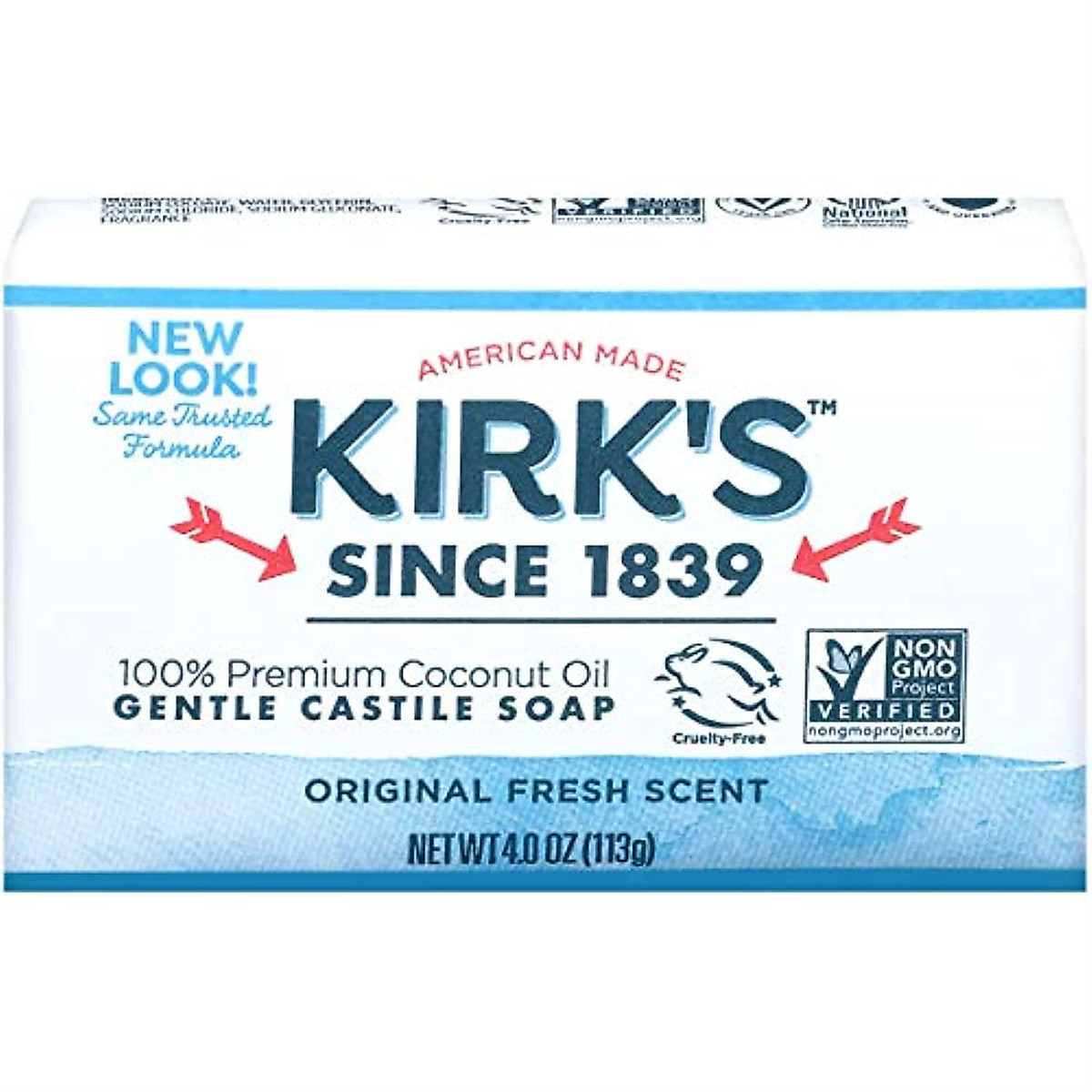 Natural Castile Bar Soap - Kirk's Castile Natural Coco Bar Soap 4oz - 5 Pack