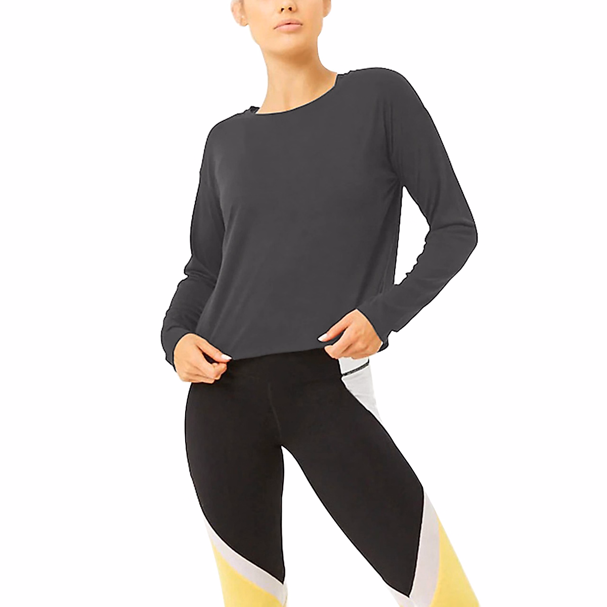 Bestisun Workout Tops Long Sleeve Yoga Tops Open Back Running Shirts Exercise Workout Yoga Sports Clothes for Women Deep Gray XL