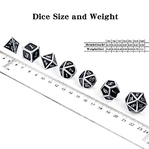DNDND Color Changing Metal Dice Set, Temperature Sensitive DND Game Dice Set with Free Metal Tin for Dungeons and Dragons D&D Rolling Table Games (Silver Number with Black to Red)