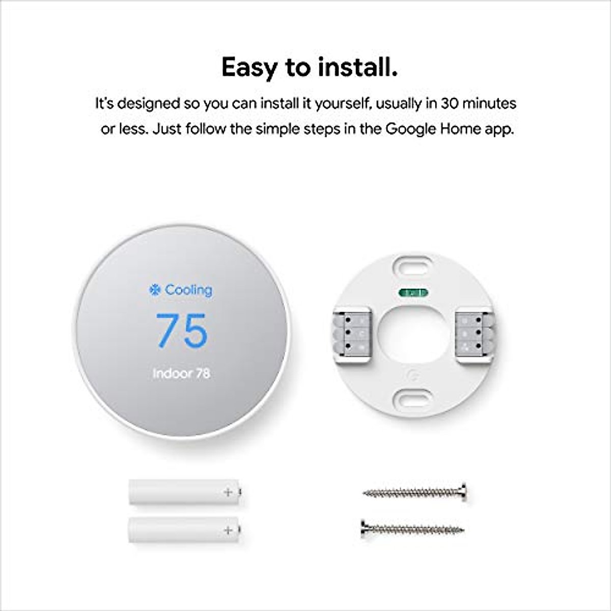 Google Nest Thermostat - Smart Thermostat for Home - Programmable Wifi Thermostat - Fog