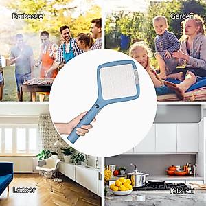 mafiti 2 in 1 Electric Fly Swatter Rechargeable with Flashlight Mosquito Zapper Bug Zapper Racket Fly Killer Indoor Outdoor Camping Accessories (Blue)