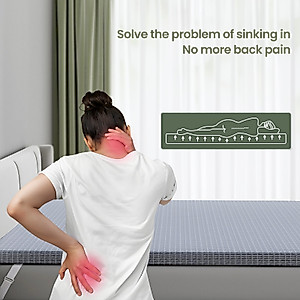 Firm Mattress Topper, Memory Foam Mattress Topper 4 Inch King Size, Mattress Pad Cover for Back Pain Relief, Removable Charcoal Bed Topper with CertiPUR-US Certified