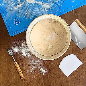 ECO FACTORY Professional Bread Proofing Basket Set of 2-9 inch Round Baskets - Sourdough Bread Making Kit - 100% Natural Indonesian Rattan - Stainless Steel Accessories - Designed in Switzerland