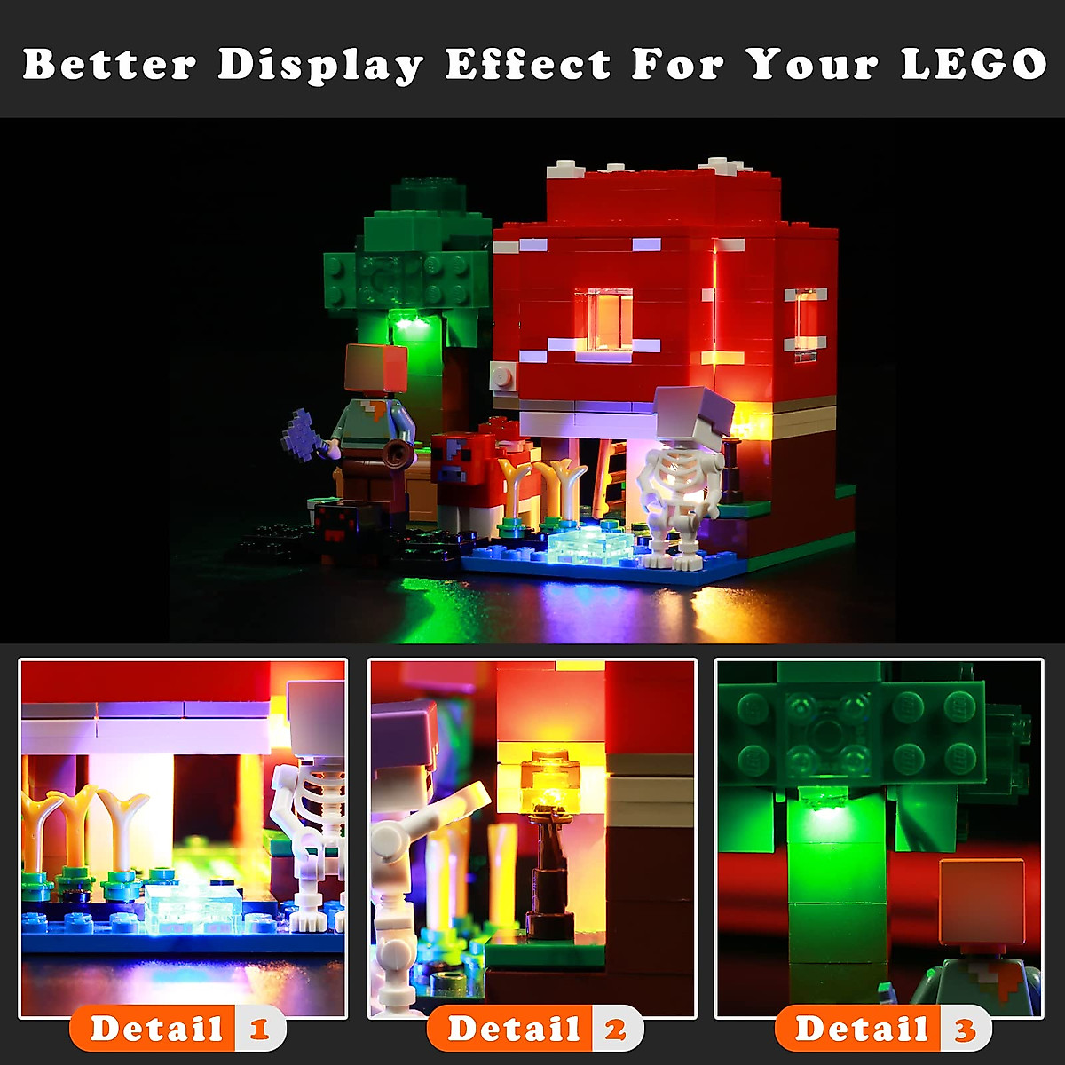 Xunsan LED Light Kit for Lego Minecraft The Mushroom House 21179 Building Blocks, Lighting Kit Designed for Lego 21179 Set, Standard Version - NOT Included Lego Model