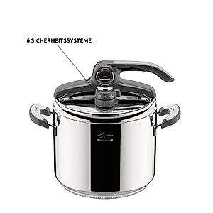 Lagostina Novia Vitamin Lagoeasy'UP Pressure Cooker 9 L Stainless Steel 18/10 Ø 24 cm, Induction and Gas Pot, Lid with Easy Opening, Including Basket, Ecodose and Recipe Book