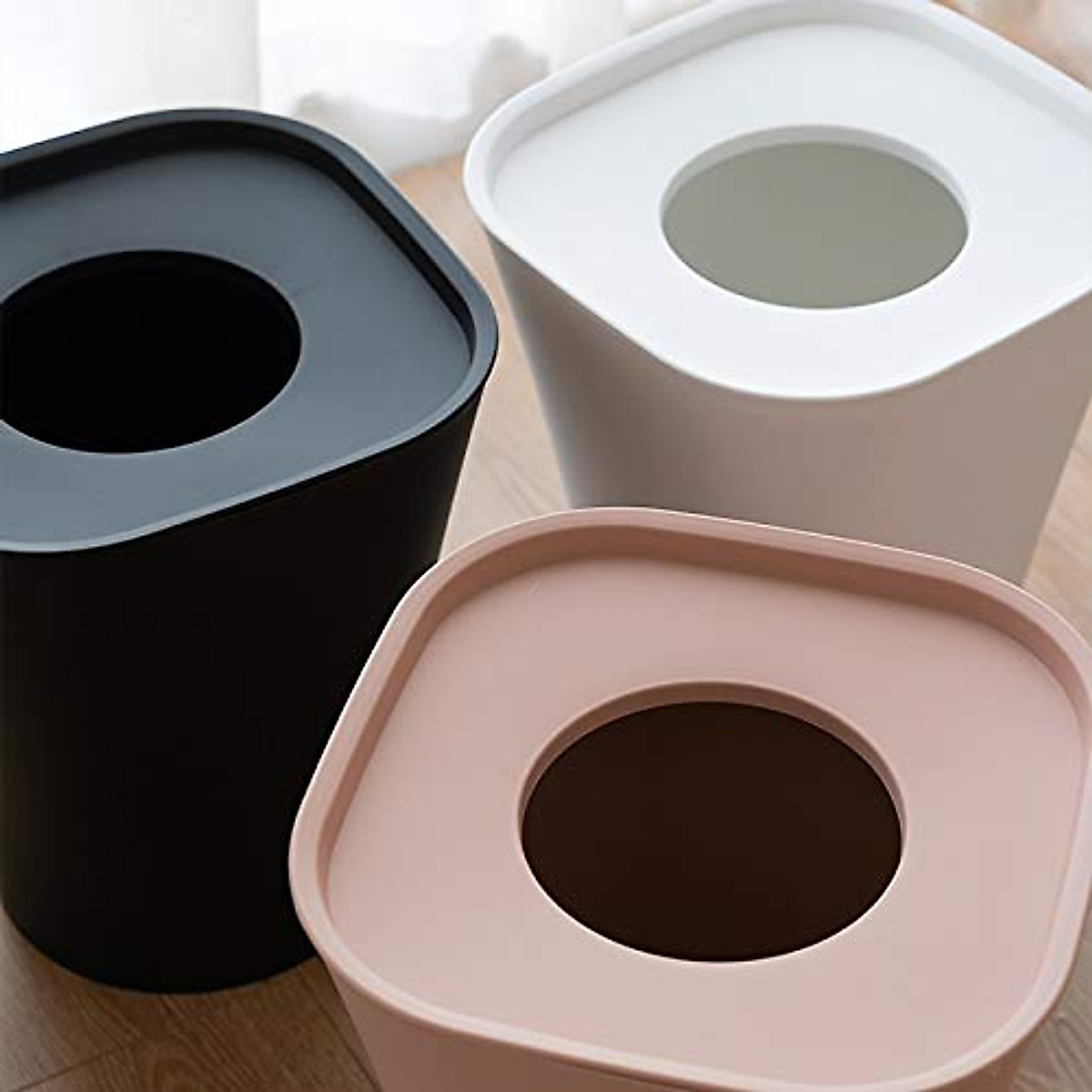 UNNIQ Trash can, Garbage Bin Household PP Material Trash Bin with Gland Placed in The Living Room Kitchen Bedroom (Color : Black)