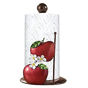 Metal Apple Blossom Paper Towel Holder Countertop, Kitchen Paper Towel Stand Holder for Kitchen Organization and Storage, One-Handed Operation Countertop Roll Dispenser for Standard and Large Rolls