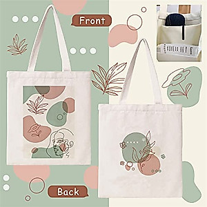 Kazova Cotton Canvas Bags Reusable Tote Bag Grocery Shopping Bag Minimalist Art Shoulder Bags Girls Bags Book Bag for Girls
