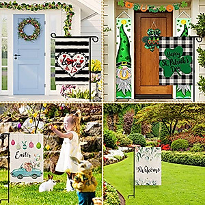 Seasonal Garden Flags Set of 12 Double Sided 12 x 18 Fall Welcome Gnome Garden Flags Burlap Small Yard Flag Holiday Set for Christmas Halloween Thanksgiving And More