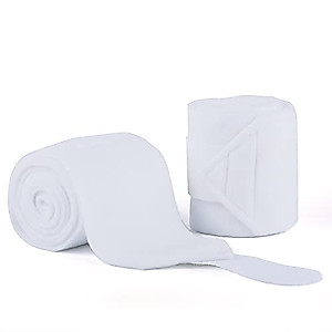 Y.J TAILS Horse Polo Wraps Soft Fleece Polo Wraps Equestrian Leg Bandage Wrap Set of 4 Packs (White)