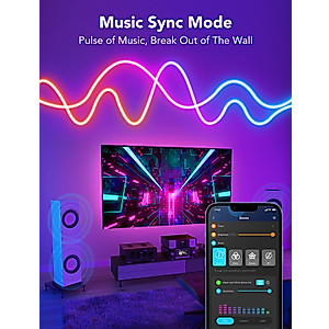 Govee Neon Rope Lights, RGBIC Rope Lights with Music Sync, DIY Design, Works with Alexa, Google Assistant, Gaming Lights, 10ft LED Strip Lights for Bedroom Living Room Decor (Not Support 5G WiFi)