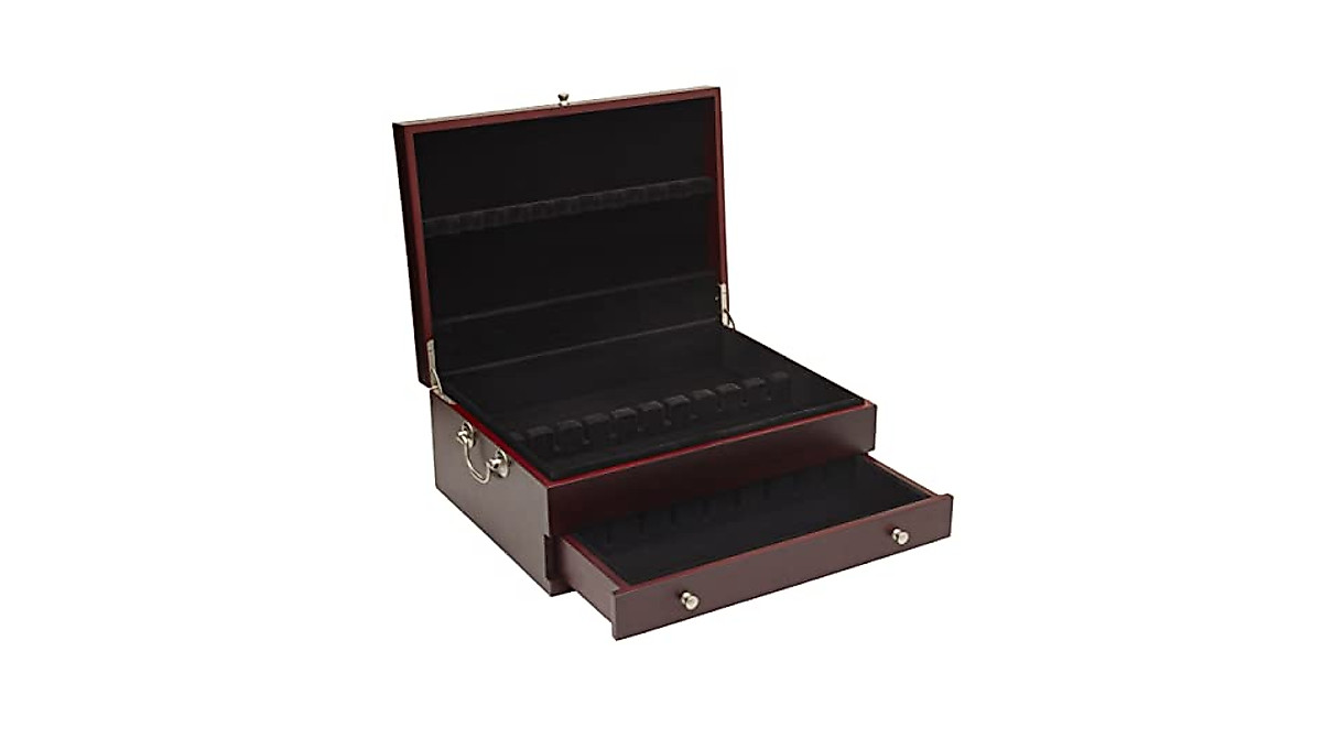 Wallace Felt Lined Flatware Storage Chest with Drawer | 15 Inch